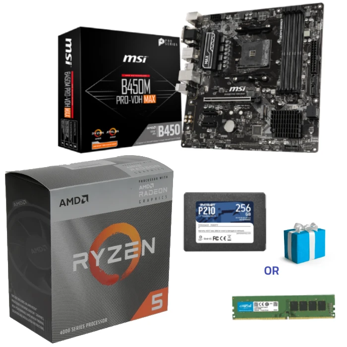 PC Bundle AMD Ryzen 5 4500 BOX Desktop Processor + MSI PRO B450M PRO ...